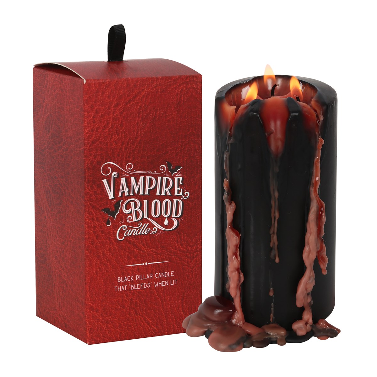 Vampire Blood Pillar 15cm Candles Black Bleeds Red Boxed - Real Groovy