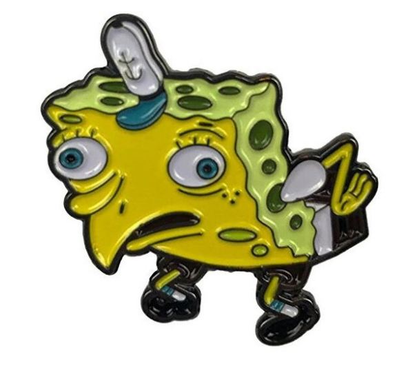 Spongebob Sarcastic Meme Enamel Badge Pin Mocking - Real Groovy
