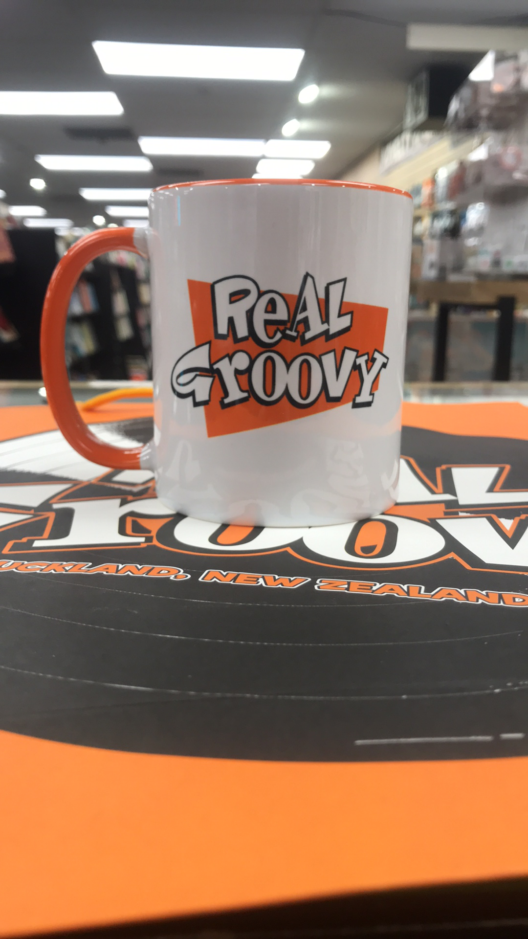 Real Groovy Coffee Mug 90s Retro Throwback Orange Inside - Real Groovy