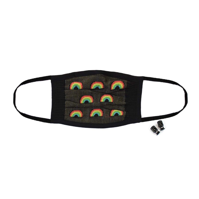 Rainbow Cloth Mask Black Large - Real Groovy